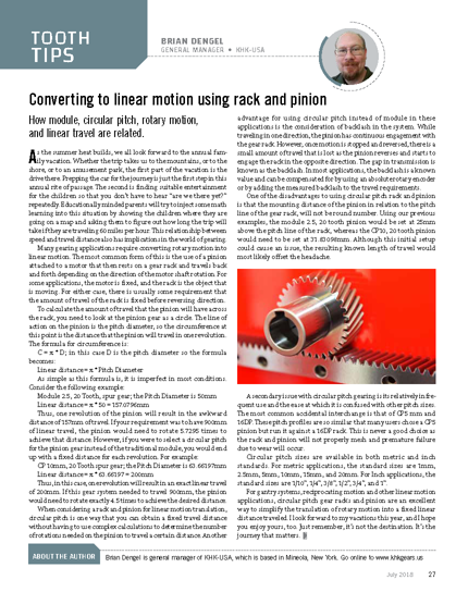 Converting Rotary to Linear Motion using Rack & Pinion | KHK USA Metric ...